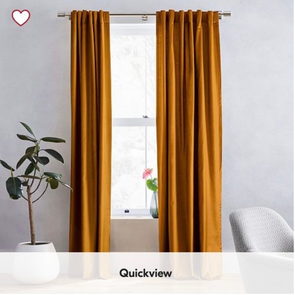 West Elm | Accents | West Elm Luster Velvet Curtains In Golden Oak 48w X 84l | Poshmark